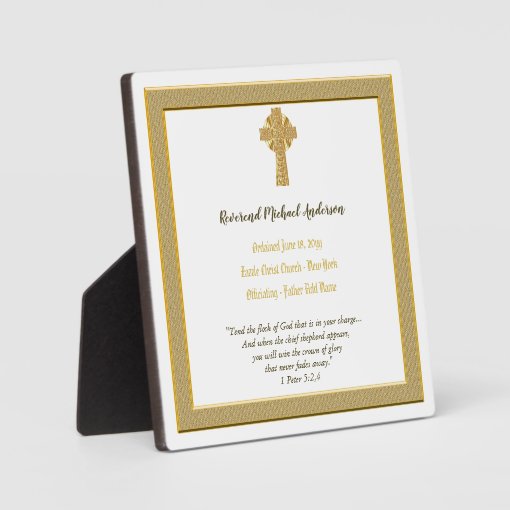 Commemorative ORDINATION gift Priest Pastor Deacon Plaque | Zazzle