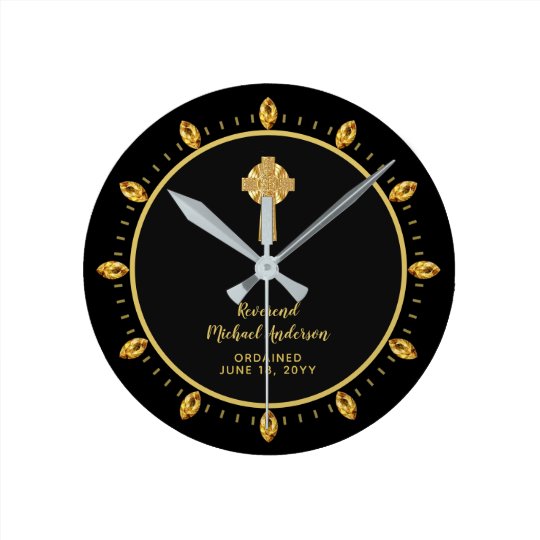 Commemorative ORDINATION gift Priest Pastor Deacon Round Clock | Zazzle.com