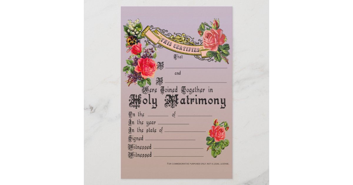 Commemorative Wedding License | Zazzle