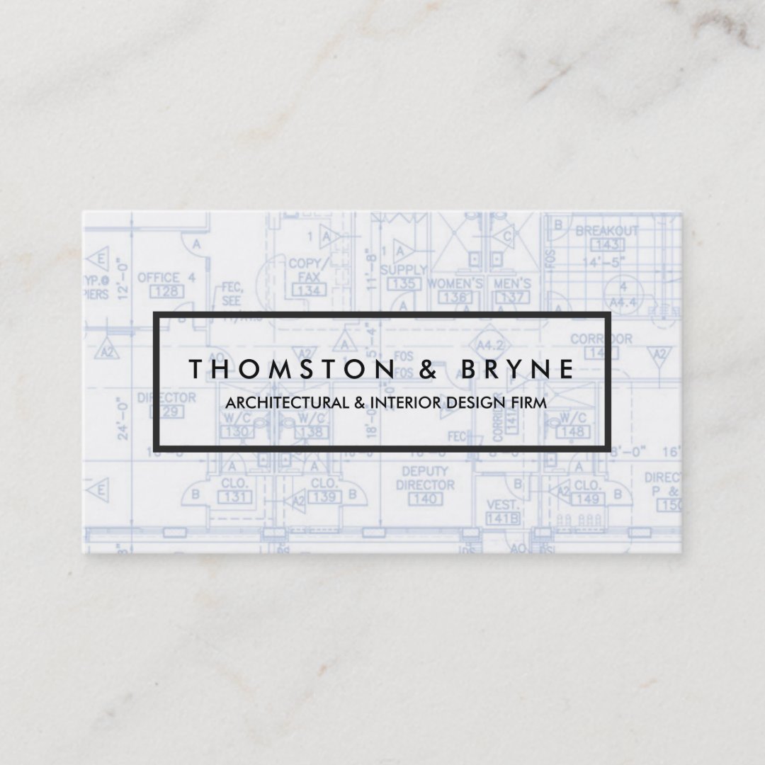 Commercial Builder Architect Blueprint Business Card | Zazzle