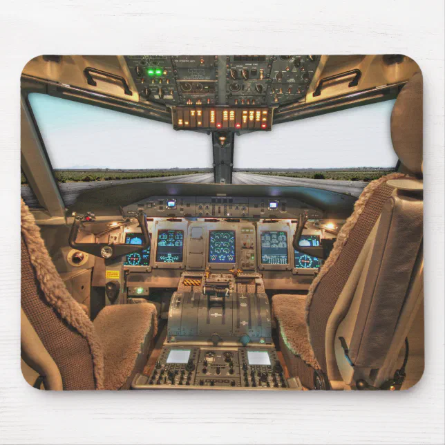 Commercial jet airliner cockpit background mouse pad | Zazzle