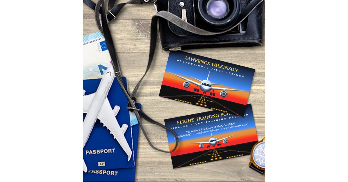 Commercial Pilot Trainer Flight Business Cards | Zazzle