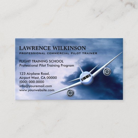 Commercial Plane in Sky Aviation Business Cards | Zazzle.com