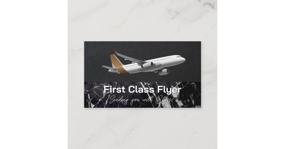 Commercial Plane | Leather | Marble Business Card | Zazzle