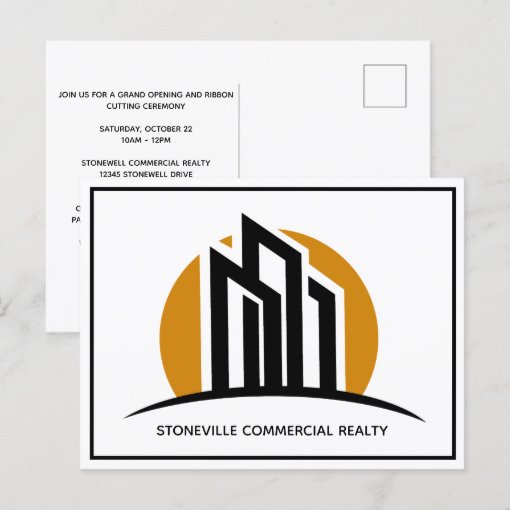 Commercial Real Estate Company Simple Chic Custom Postcard | Zazzle