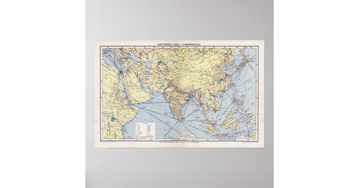 Commercial Trade Routes | South Asia Poster | Zazzle