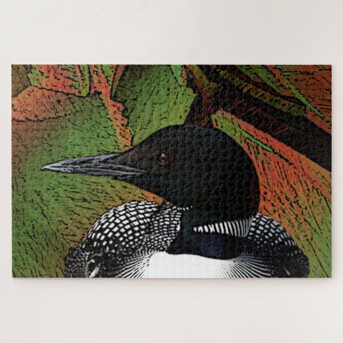 Common Loon Abstract Digital Art Jigsaw Puzzle | Zazzle.com