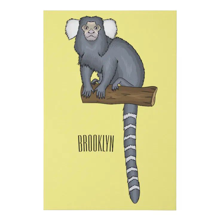 Common marmoset cartoon illustration faux canvas print | Zazzle