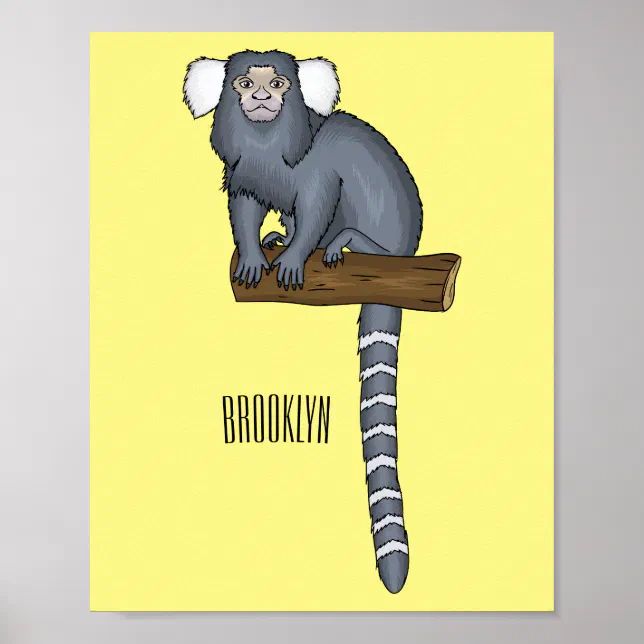 Common marmoset cartoon illustration poster | Zazzle