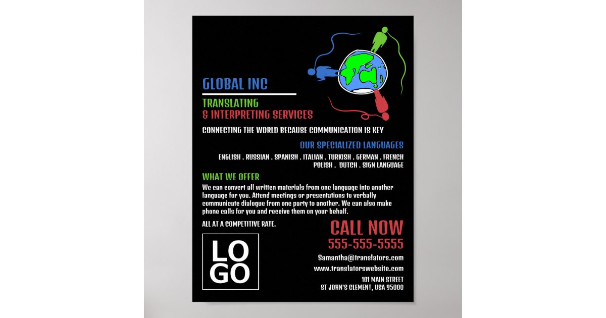Communication Logo, Translator & Interpreter Poster | Zazzle