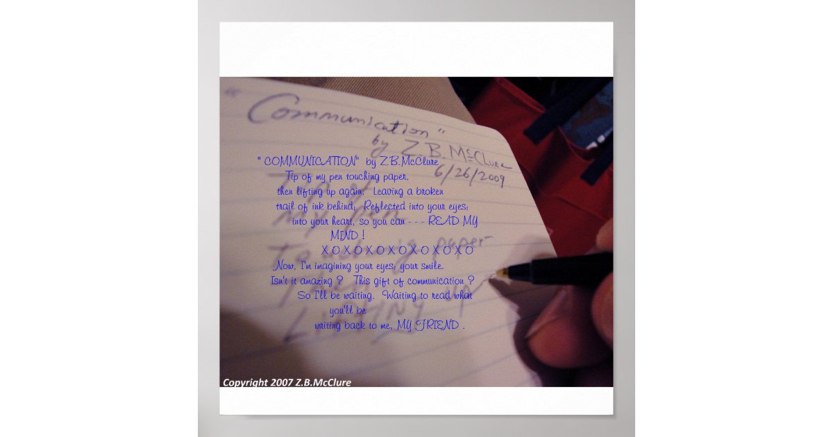 " COMMUNICATION" poem by Z.B.McClure Poster | Zazzle