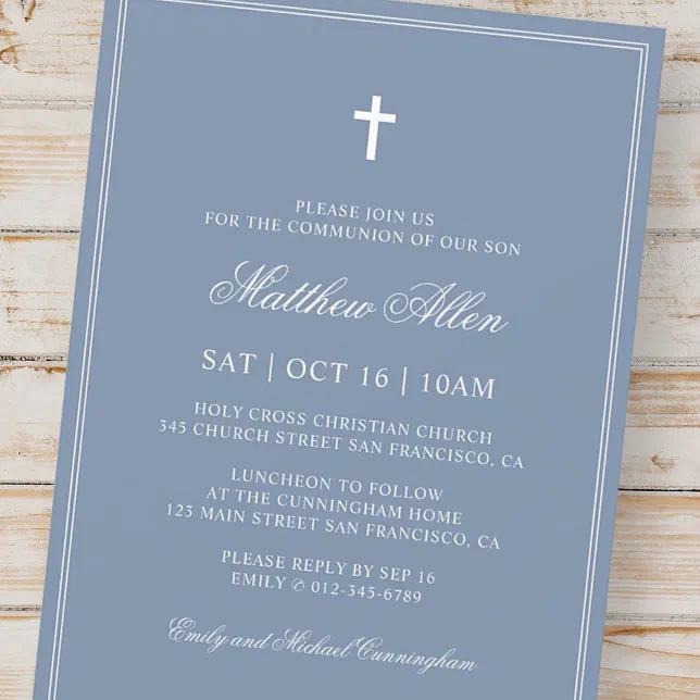 Communion For Him | Elegant Classic Cross Invitation | Zazzle