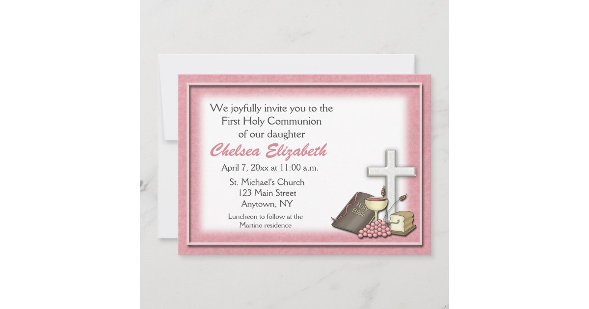 Communion Pink Invitation | Zazzle
