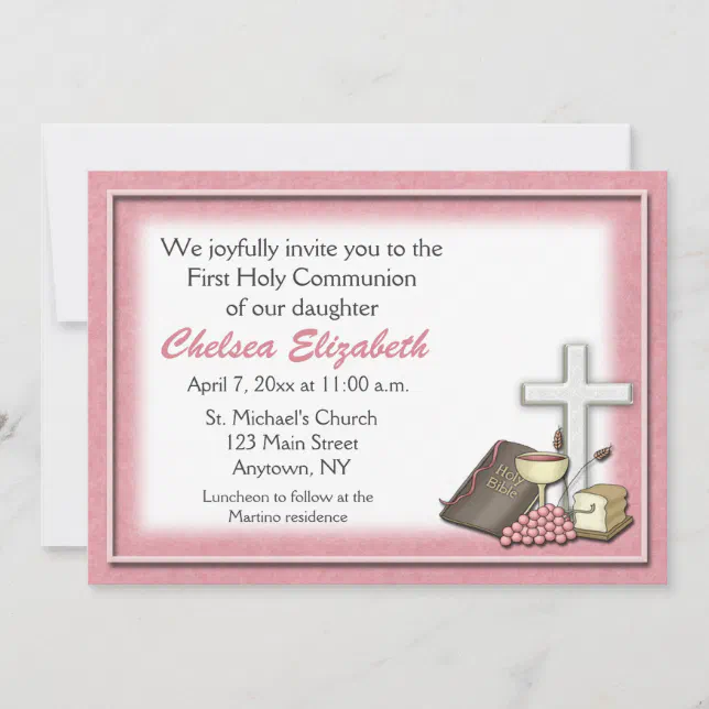 Communion Pink Invitation | Zazzle