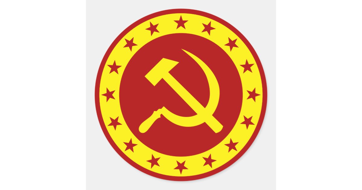 Communist Symbol Hammer Sickle Classic Round Sticker | Zazzle