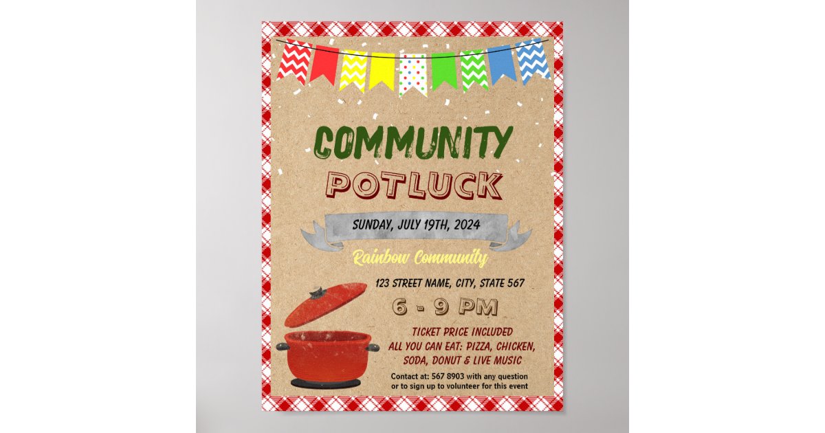 Community potluck event template poster | Zazzle