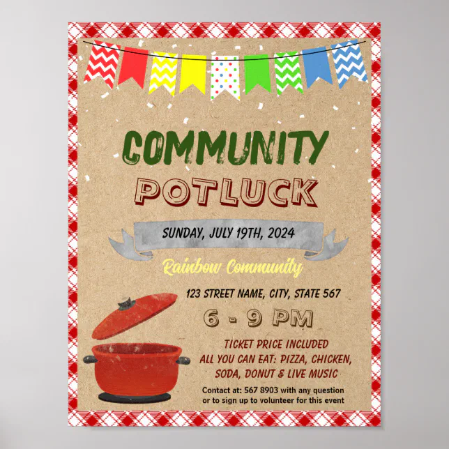 Community potluck event template poster | Zazzle