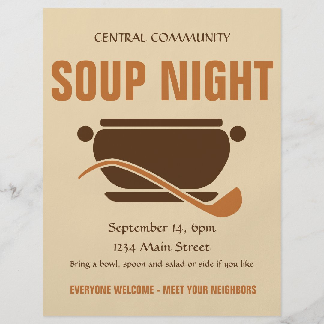 Community Soup Night custom flyer | Zazzle