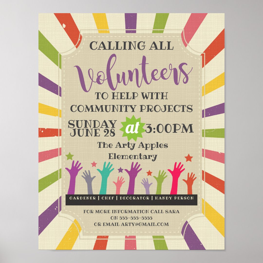 community volunteers flyer, event flyer carnival poster | Zazzle