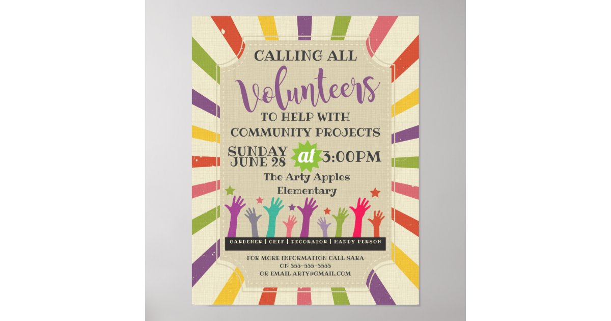 community volunteers flyer, event flyer carnival poster | Zazzle