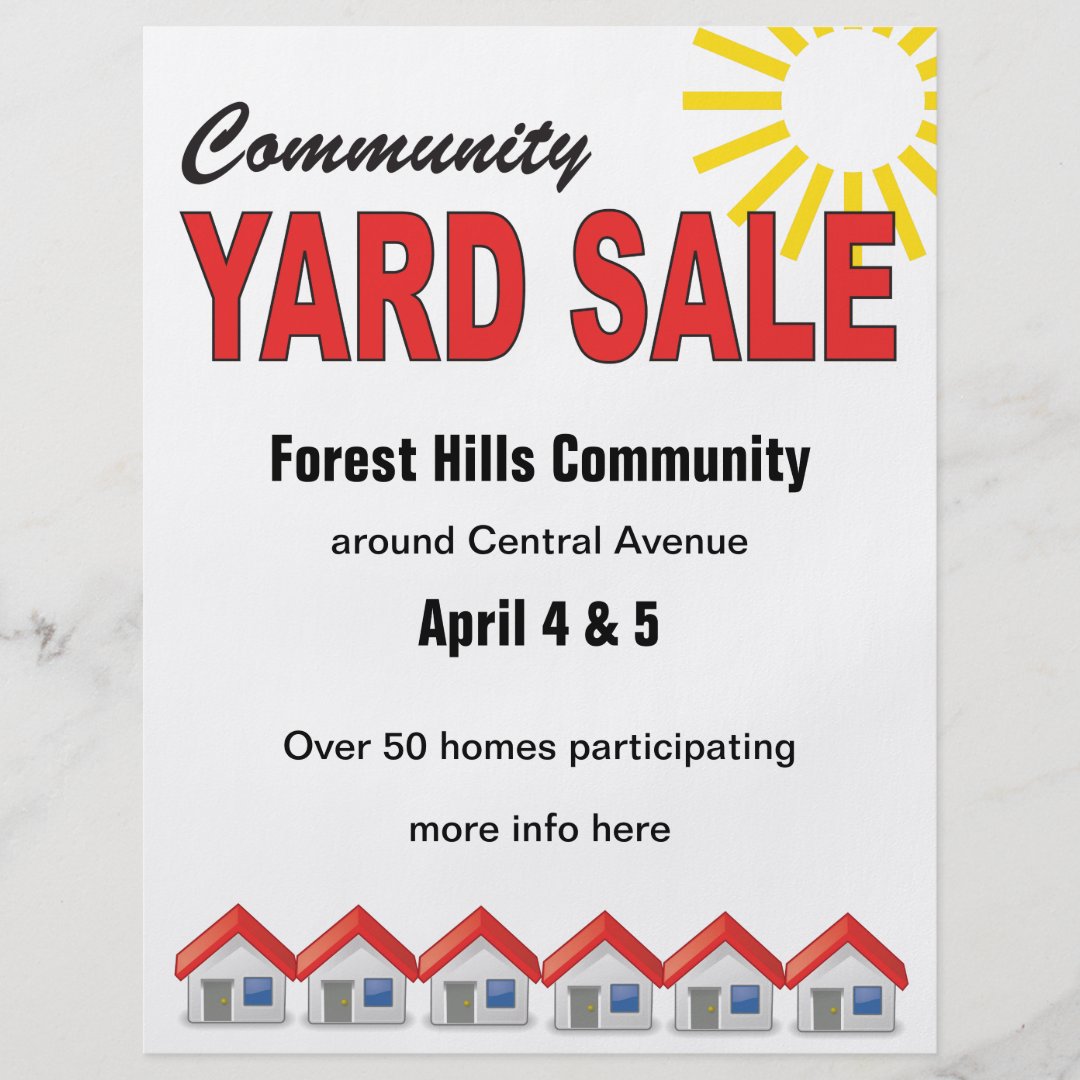 Community Yard Sale custom text flyer | Zazzle