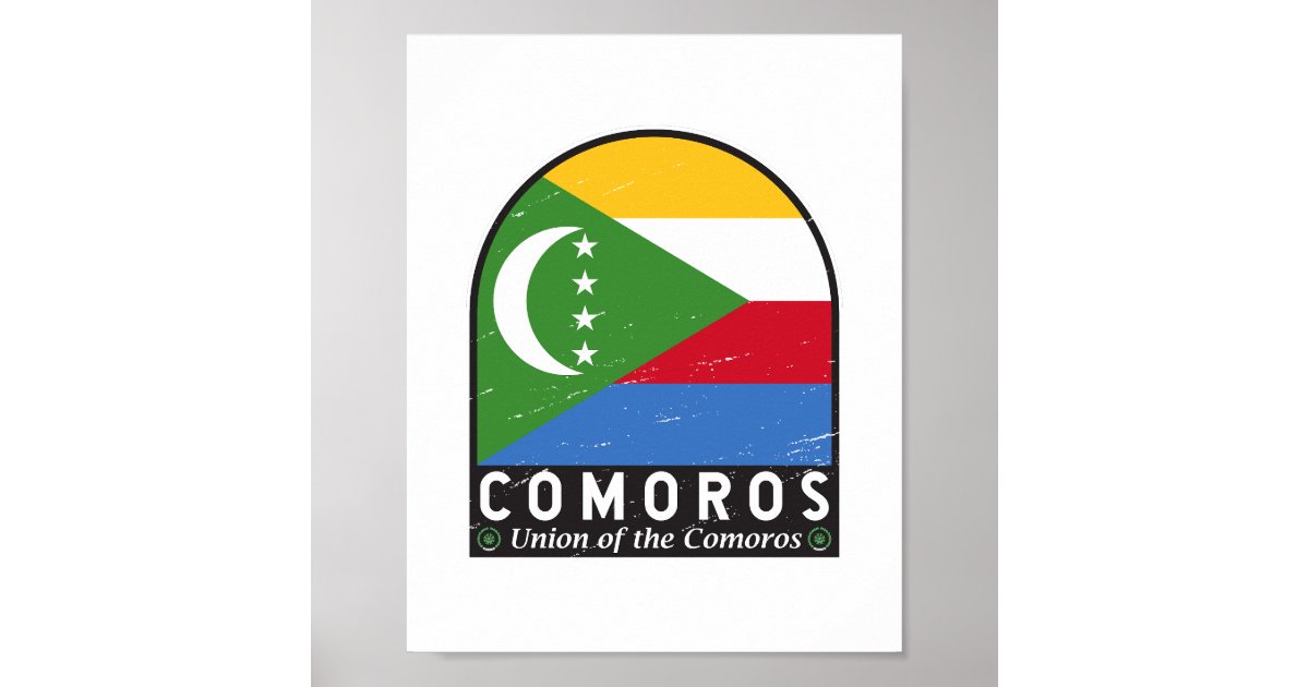 Comoros Flag Emblem Distressed Vintage Poster | Zazzle