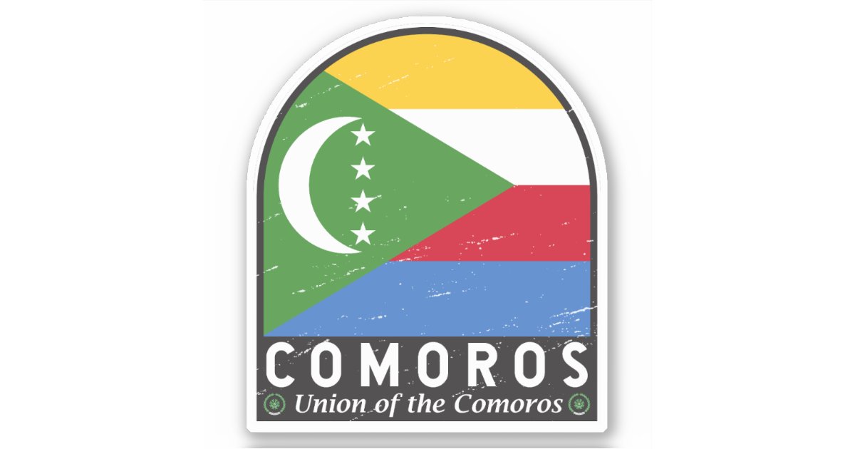 Comoros Flag Emblem Distressed Vintage Sticker | Zazzle