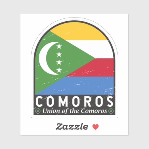 Comoros Flag Emblem Distressed Vintage Sticker | Zazzle