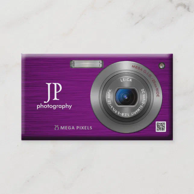 Compact Camera Professional Photographer QR Code Business Card | Zazzle