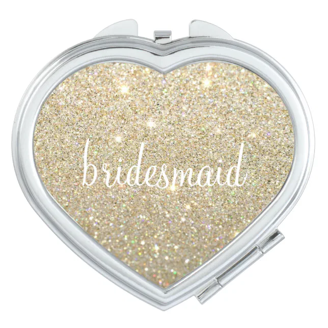 Compact Mirror - Glitter Bridesmaid Fab Gold | Zazzle