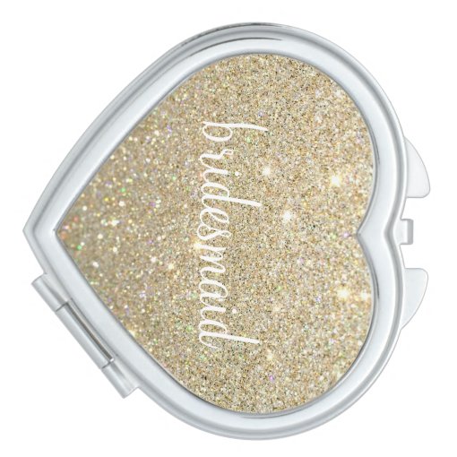 Compact Mirror - Glitter Bridesmaid Fab Gold | Zazzle
