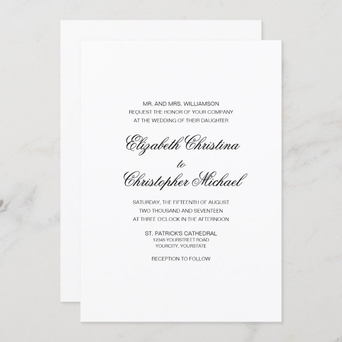 Compact Traditional Elegance (Reception to Follow) Invitation | Zazzle.com