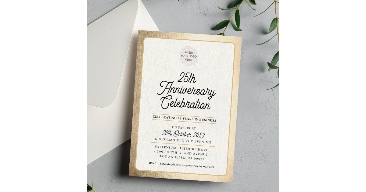 COMPANY ANNIVERSARY modern business golden gold Invitation | Zazzle