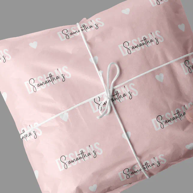 Company Branded Monogram Pattern Blush Pink Tissue Paper | Zazzle