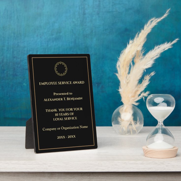 Company Business Gold Employee Service Award Plaque | Zazzle
