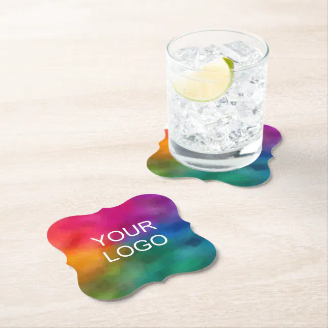 Company Business Logo Corporate Custom Template Paper Coaster | Zazzle