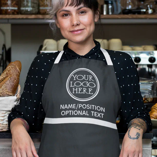 Company business logo promotional black & white apron | Zazzle