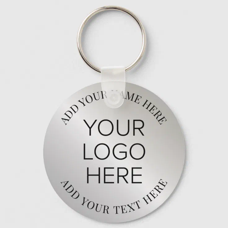 Company Business Logo Promotional Silver Keychain | Zazzle