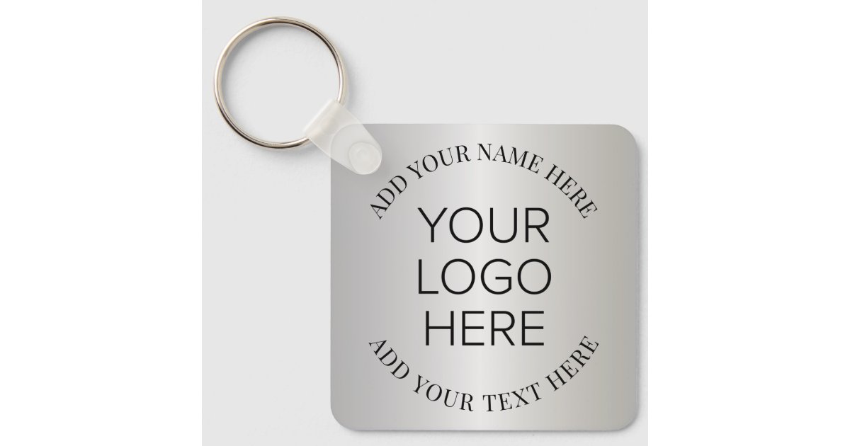 Company Business Logo Promotional Silver Keychain | Zazzle