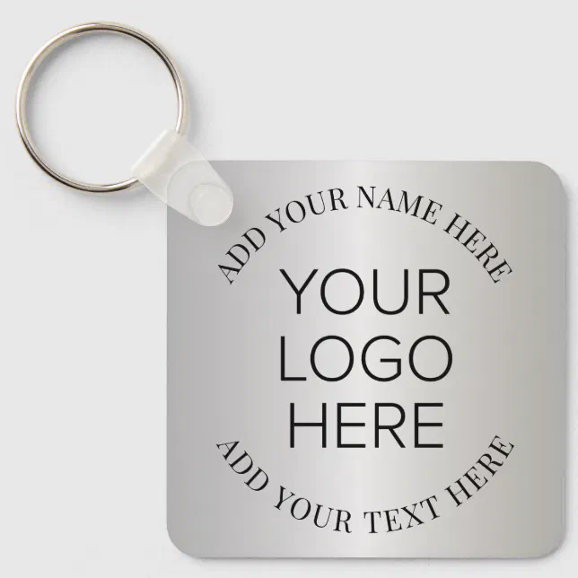 Company Business Logo Promotional Silver Keychain | Zazzle
