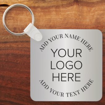 Company Business Logo Promotional Silver Keychain | Zazzle
