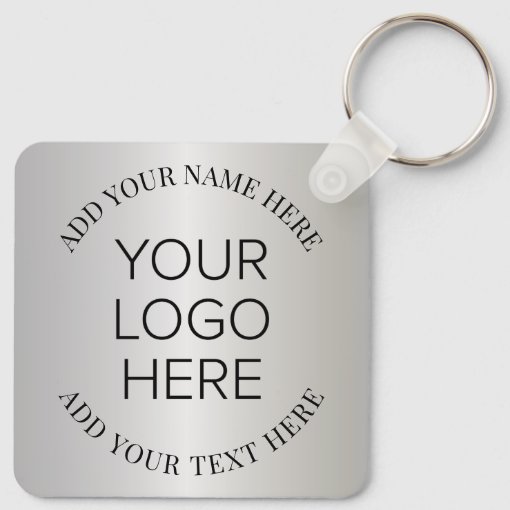 Company Business Logo Promotional Silver Keychain | Zazzle