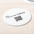 Company Business Logo & QR Code Round Paper Coaster | Zazzle