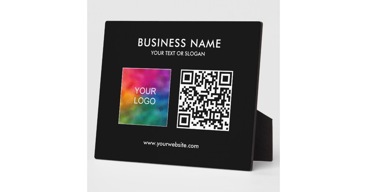 Company Business Logo QR Code Template Horizontal Plaque | Zazzle