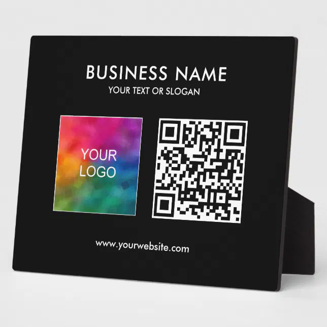 Company Business Logo QR Code Template Horizontal Plaque | Zazzle