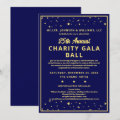 Company Charity Gala Ball Elegant Blue Gold Custom Invitation | Zazzle