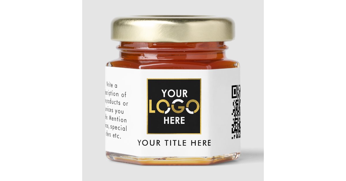 Company Corporate Business Logo QR Code & Text Honey Jar Favors | Zazzle