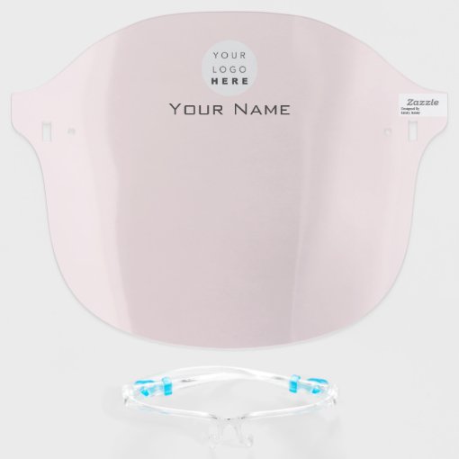 Company Custom Name Logo Minimalism Pink Face Shield | Zazzle