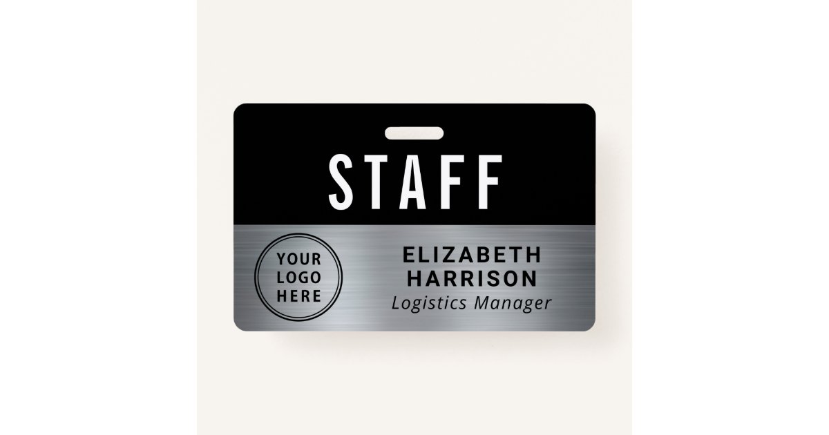 Company Event Logo Staff Employee Silver ID Badge | Zazzle