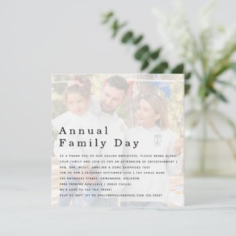 Company Family Day Business Logo Photo Invitation | Zazzle
